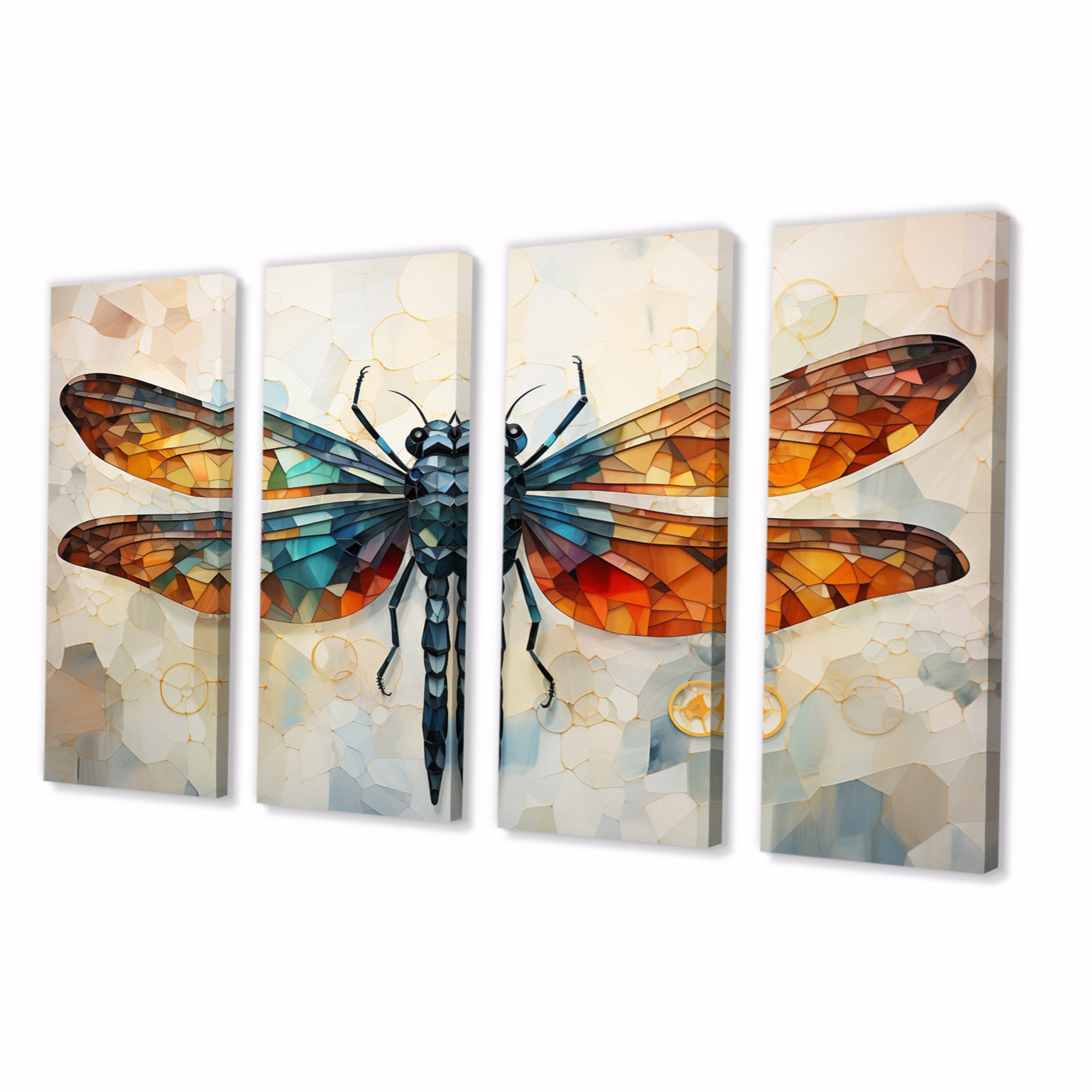 Design Art Orange Dragonfly Insects Flight Geometric I - Animals Wall ...