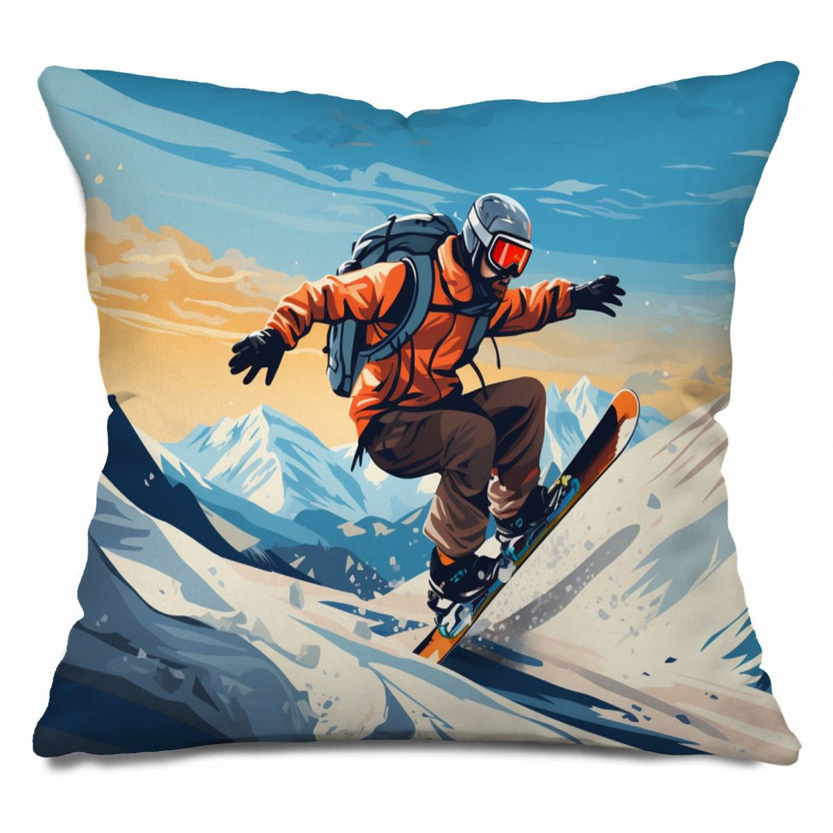 VisionDecor Ski Throw Pillow, Snowboard Cotton Twill Pillows | Wayfair