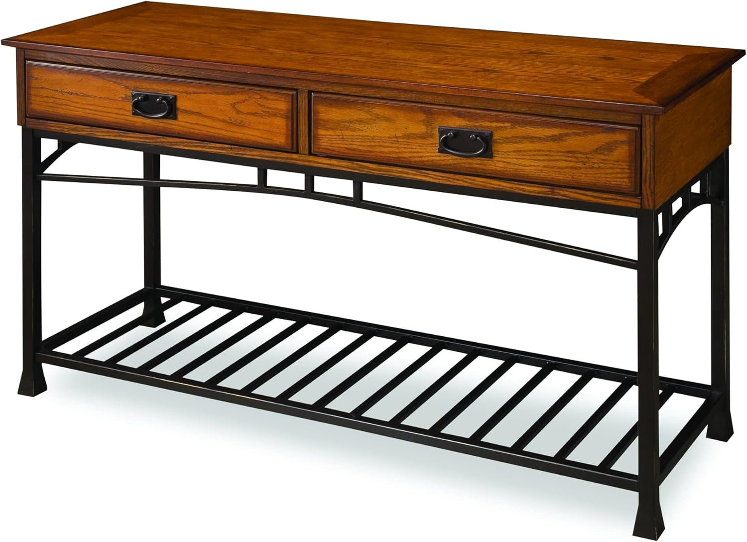 Williston Forge Modern Craftsman Distressed Oak Sofa Table By Home ...