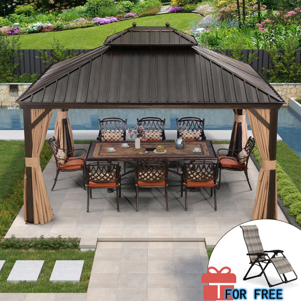 SummerBella 14 pi. L 12 pi. D Pavillon de jardin à toit rigide ...