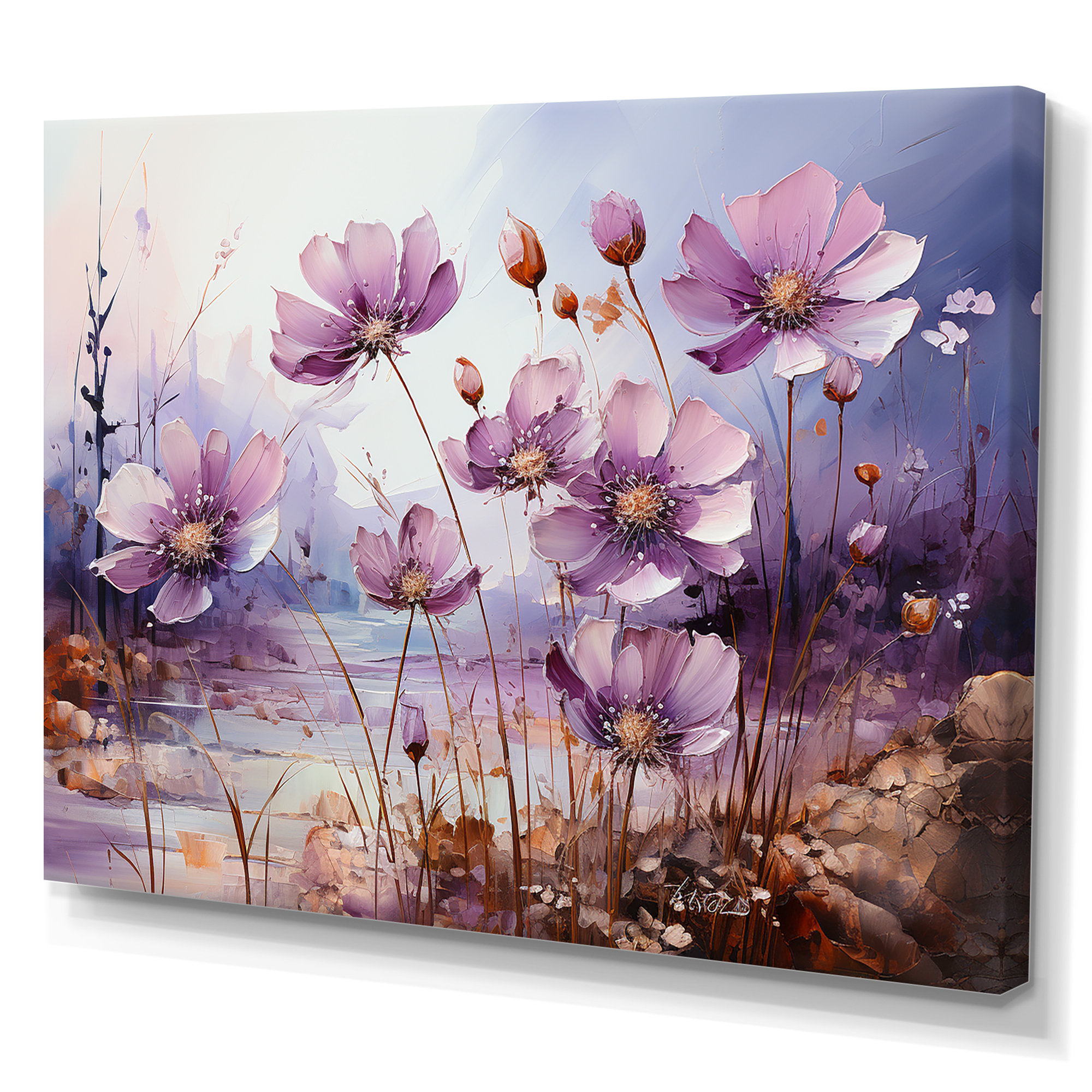 Winston Porter Violets Flowers Country Charm On Canvas Print | Wayfair