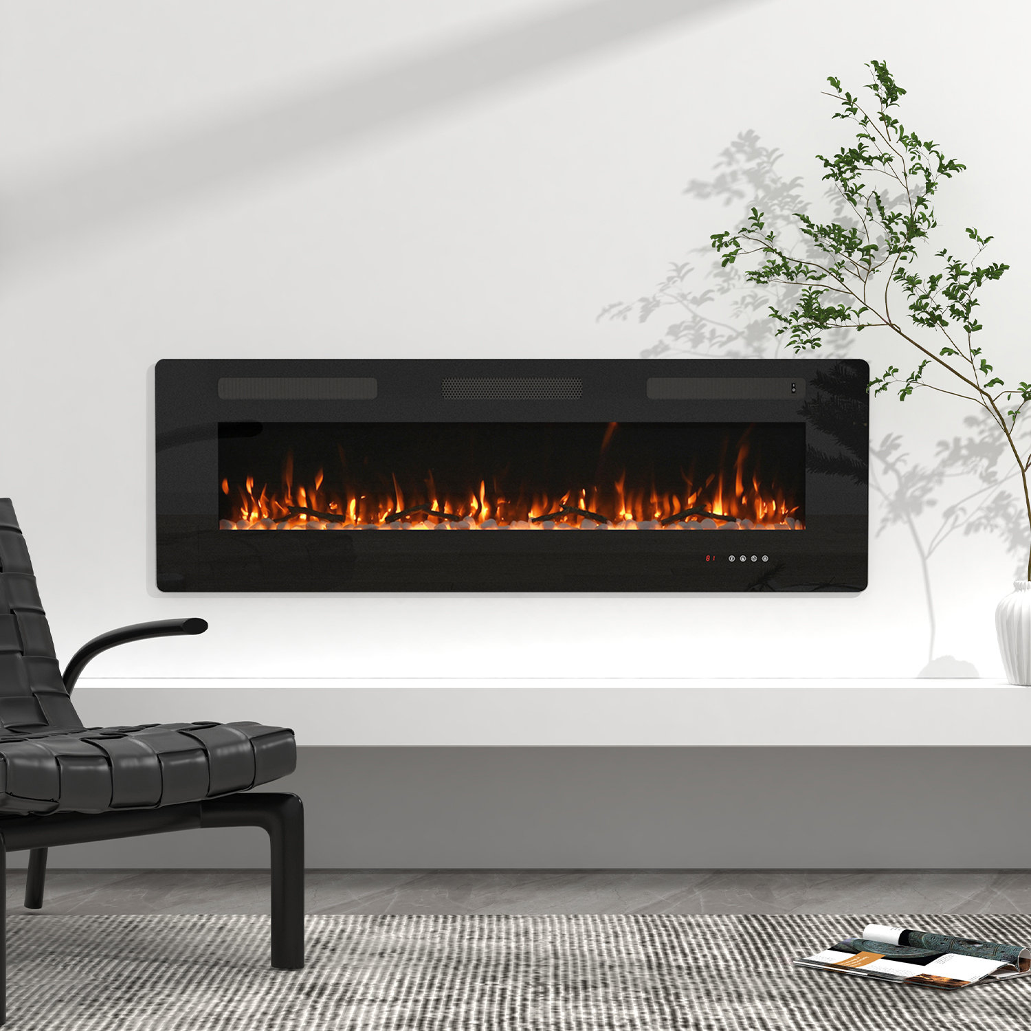 Latitude Run® Adriean Wall Mounted Electric Fireplace & Reviews ...