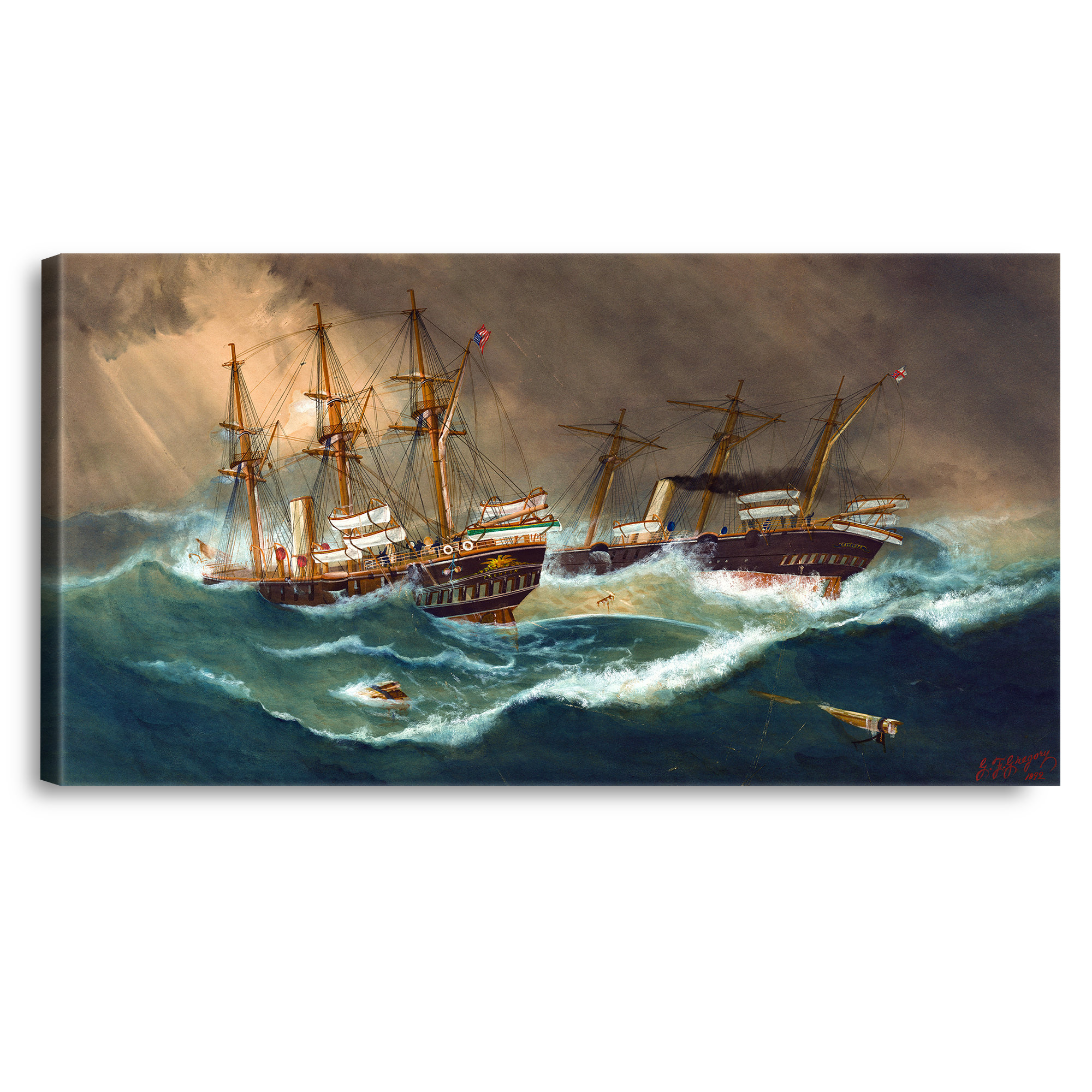 Breakwater Bay USS TRENTON and HMS CALLIOPE during the storm in Apia ...