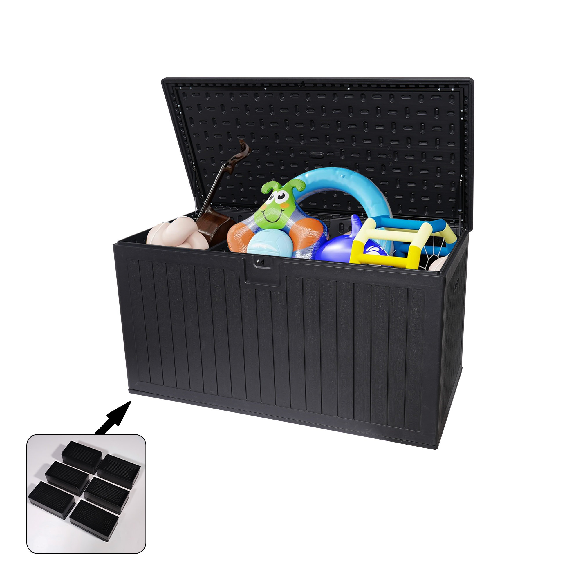 Novobey 230 Gallon Resin Outdoor Deck Box Waterproof, Extra Large Patio ...