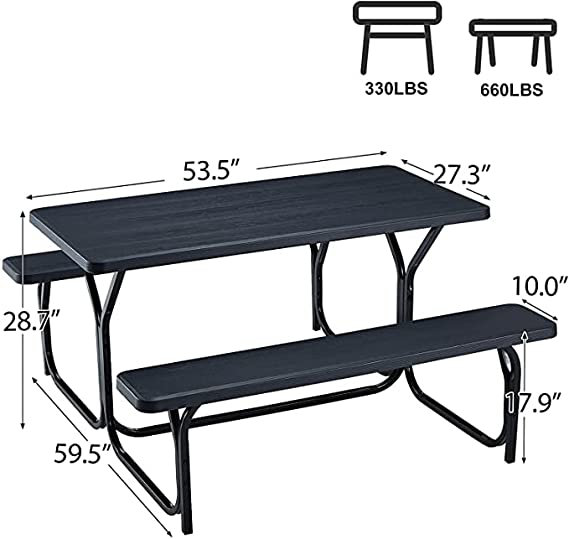 AVAWING 5 Ft Portable Picnic Table Benches Set For Outdoor, Heavy Duty ...