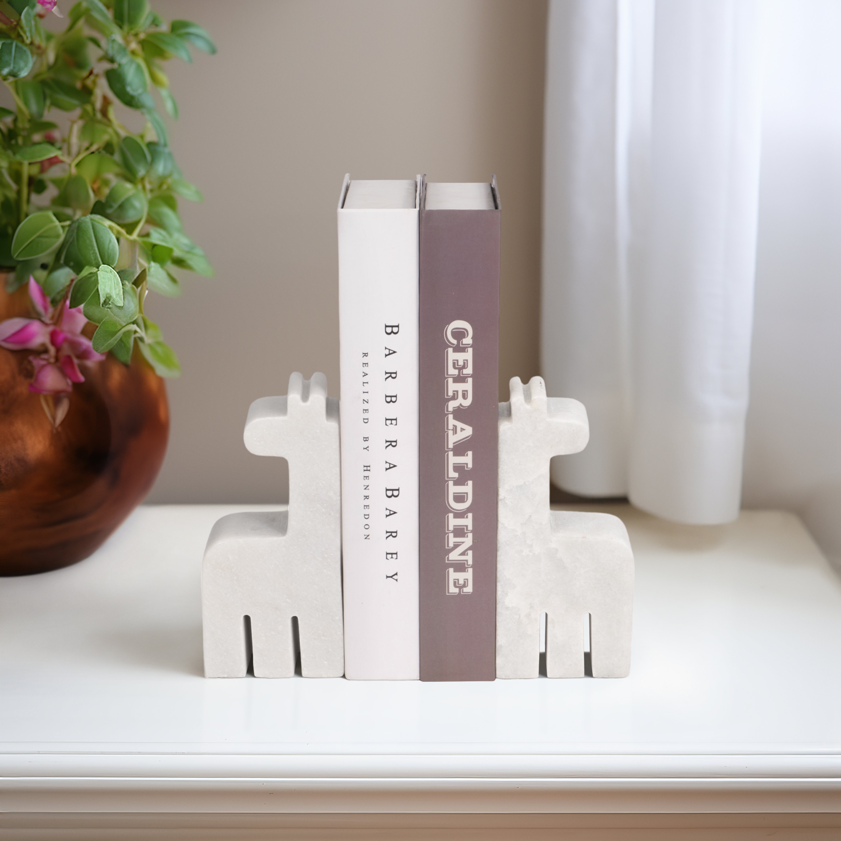 Joss & Main Elegant White Giraffe Bookends For Chic Shelf Decor ...