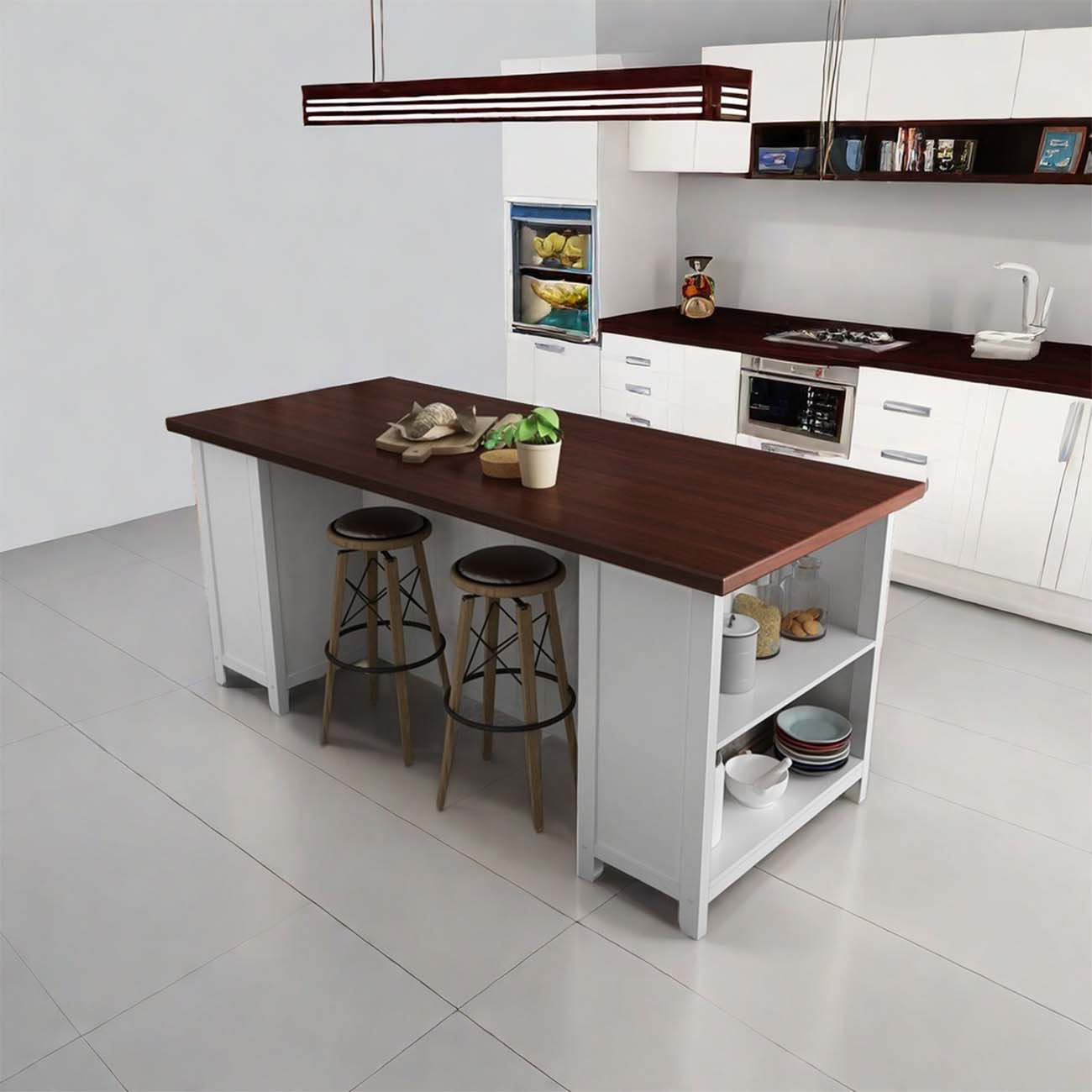 Hart Enjoy life Îlot de cuisine ouvert, table en bois massif - Wayfair ...
