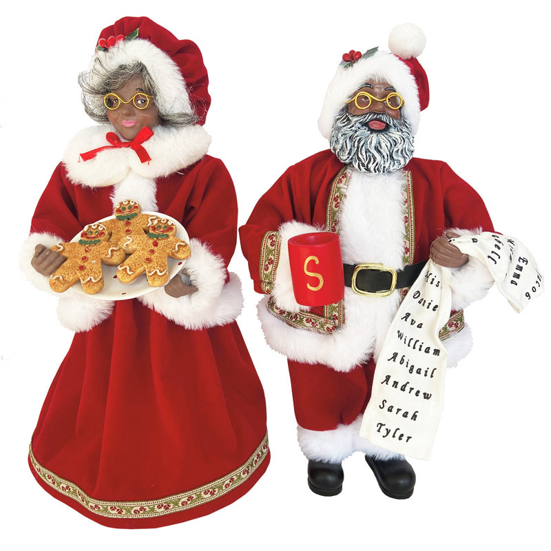 The Holiday Aisle® 12" Black Mr. & Mrs. Claus & Reviews | Wayfair