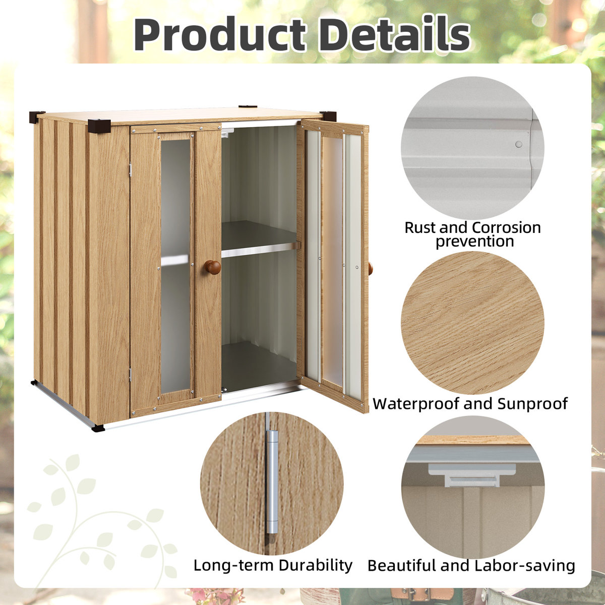 AECOJOY Small Outdoor Storage Cabinet Waterproof With Shelves | Wayfair