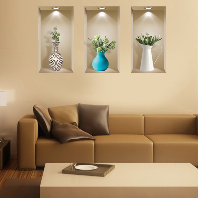 Red Barrel Studio® 3D Niche Wall Art Decals - 3 Pieces | Easy To Apply ...