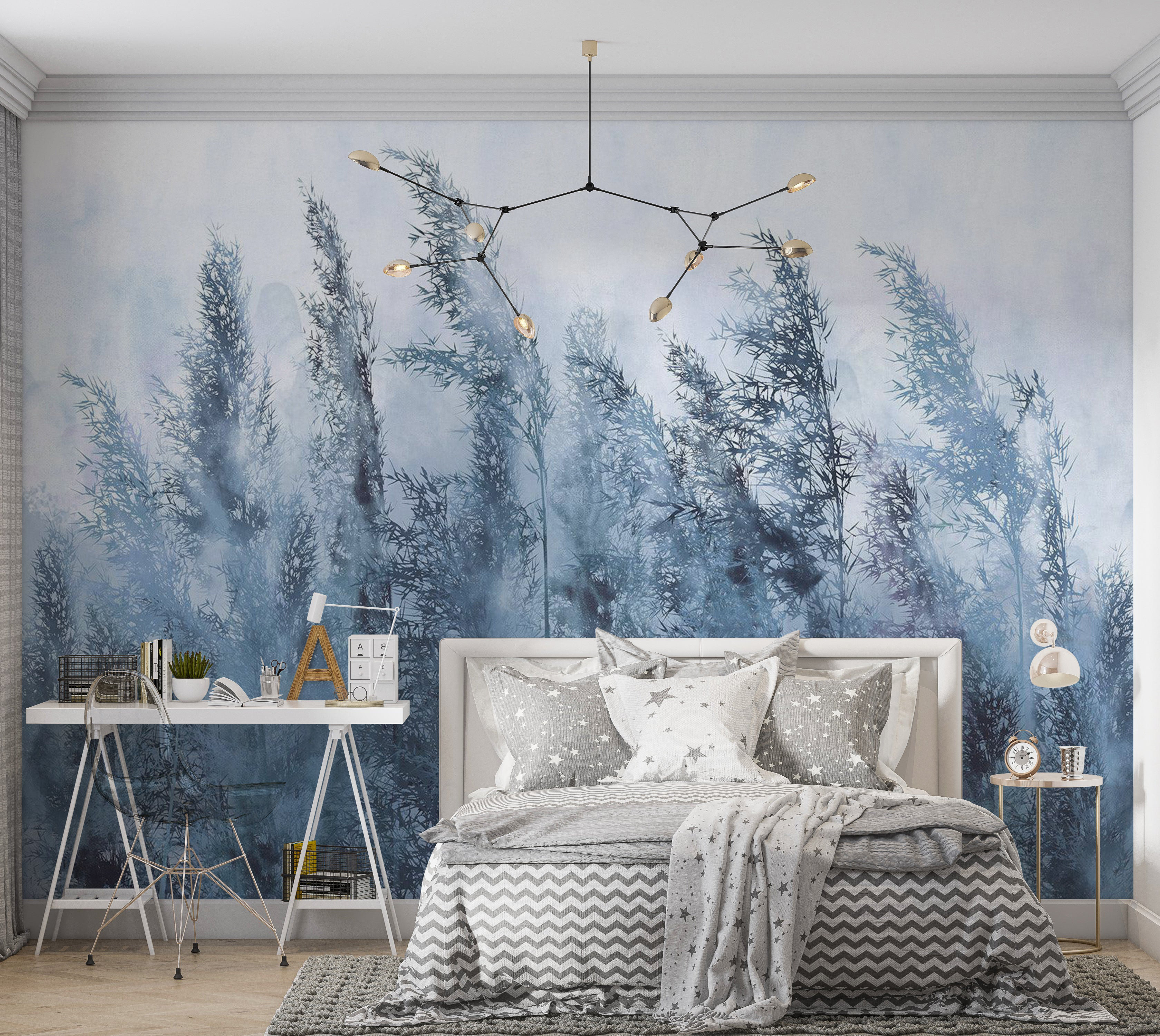 Loon Peak® Landscape Wallpaper Wall Mural - Tall Grasses Grey | Wayfair