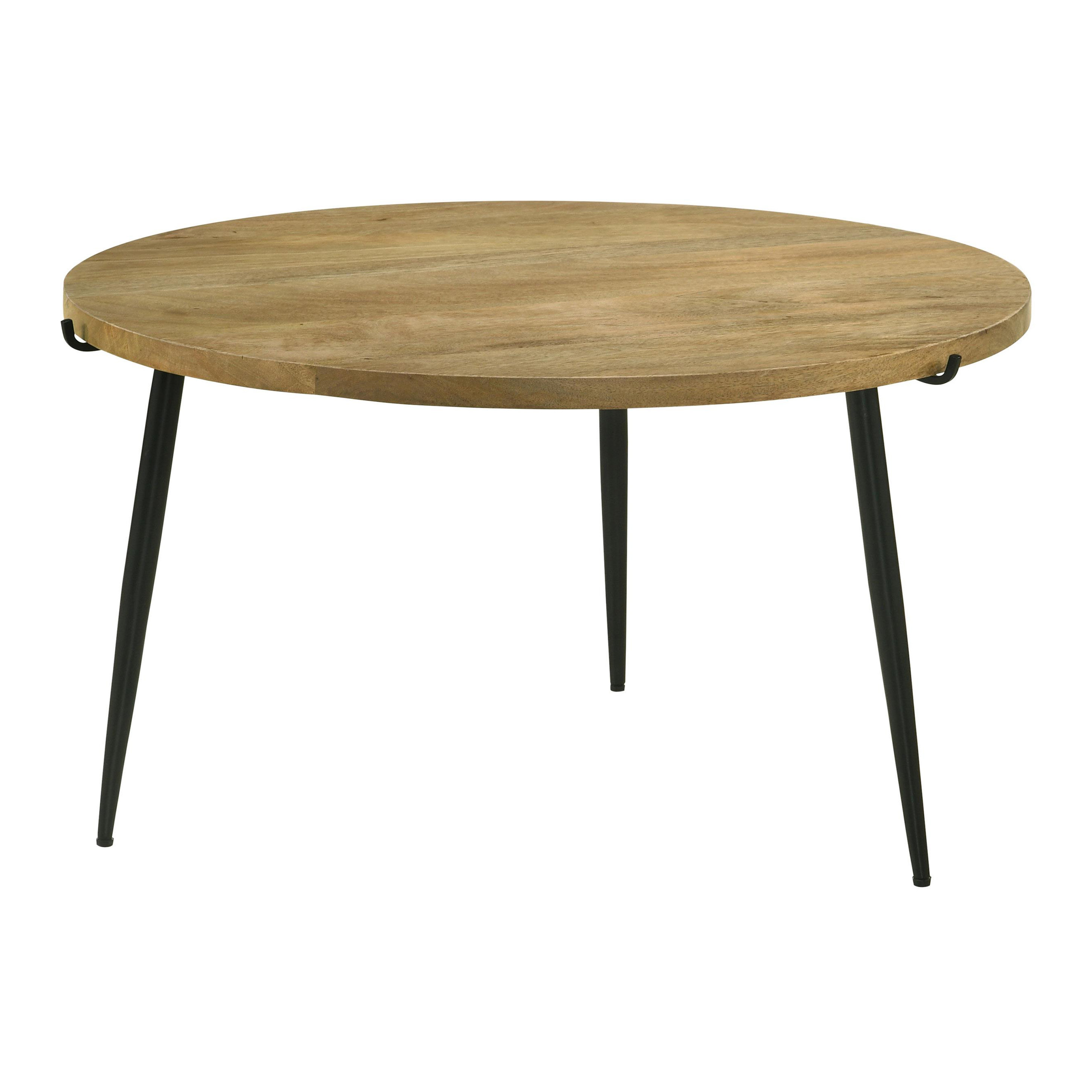 George Oliver Round Solid Wood Top Coffee Table Natural and Black | Wayfair