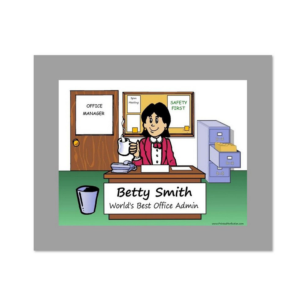 Printed Perfection Personalized Office - Female Cartoon Caricature with ...