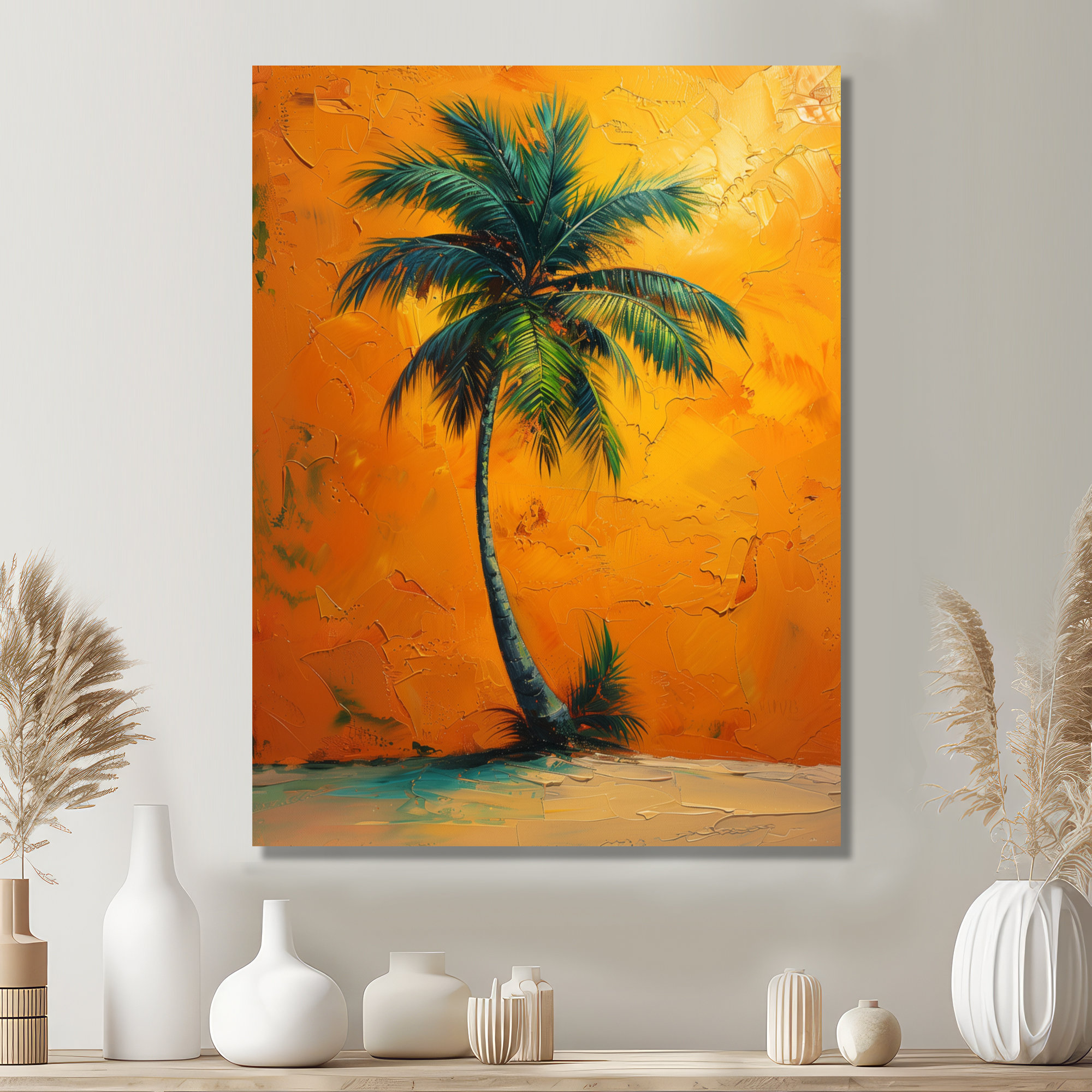 Design Art A Single Green Palm Trees Vibrant Palm Grove II - Palms ...