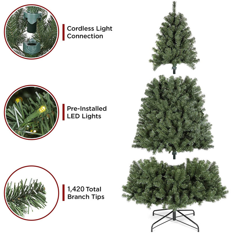 xinpianzha11 72'' H Extra Full Green Fir Flocked/Frosted Christmas Tree ...