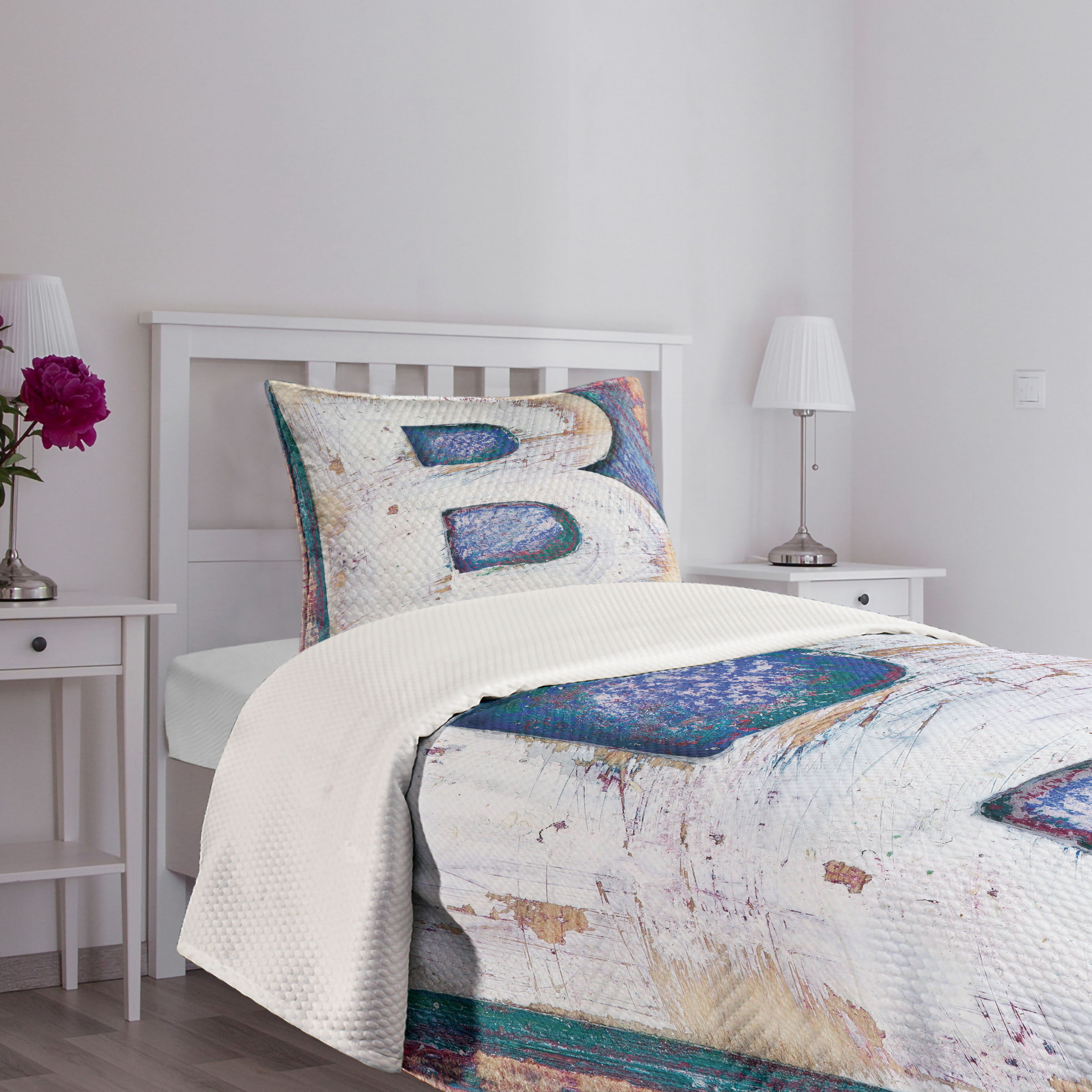 Ambesonne Letter B Bedspread Printing Old B Multicolor | Wayfair