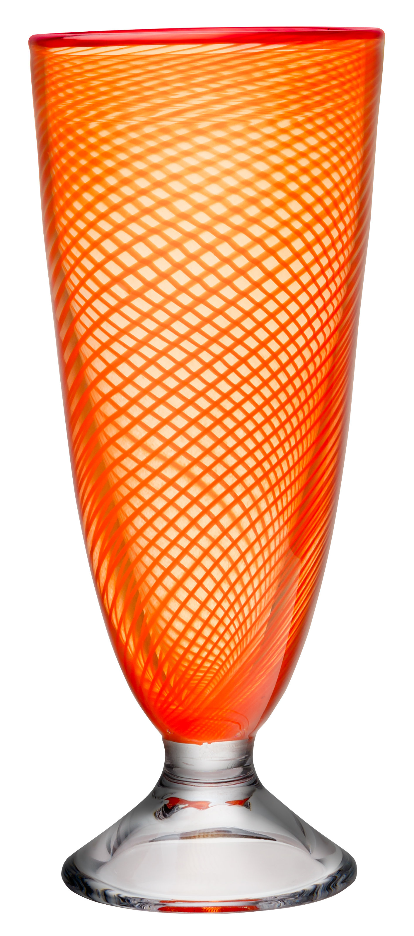 Kosta Boda Red Rim Orange 10.5" Glass Table Vase | Wayfair