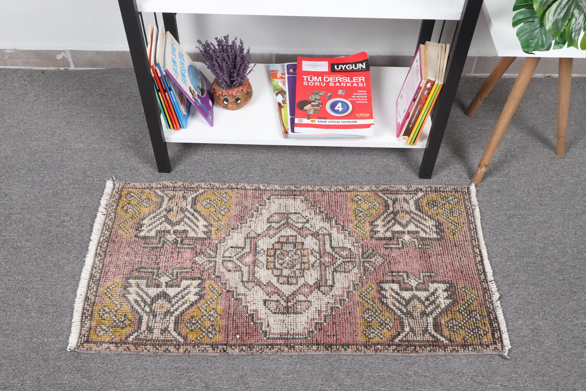 Bungalow Rose Vintage Turkish Door Mat With Handwoven Bohemian Pink And ...