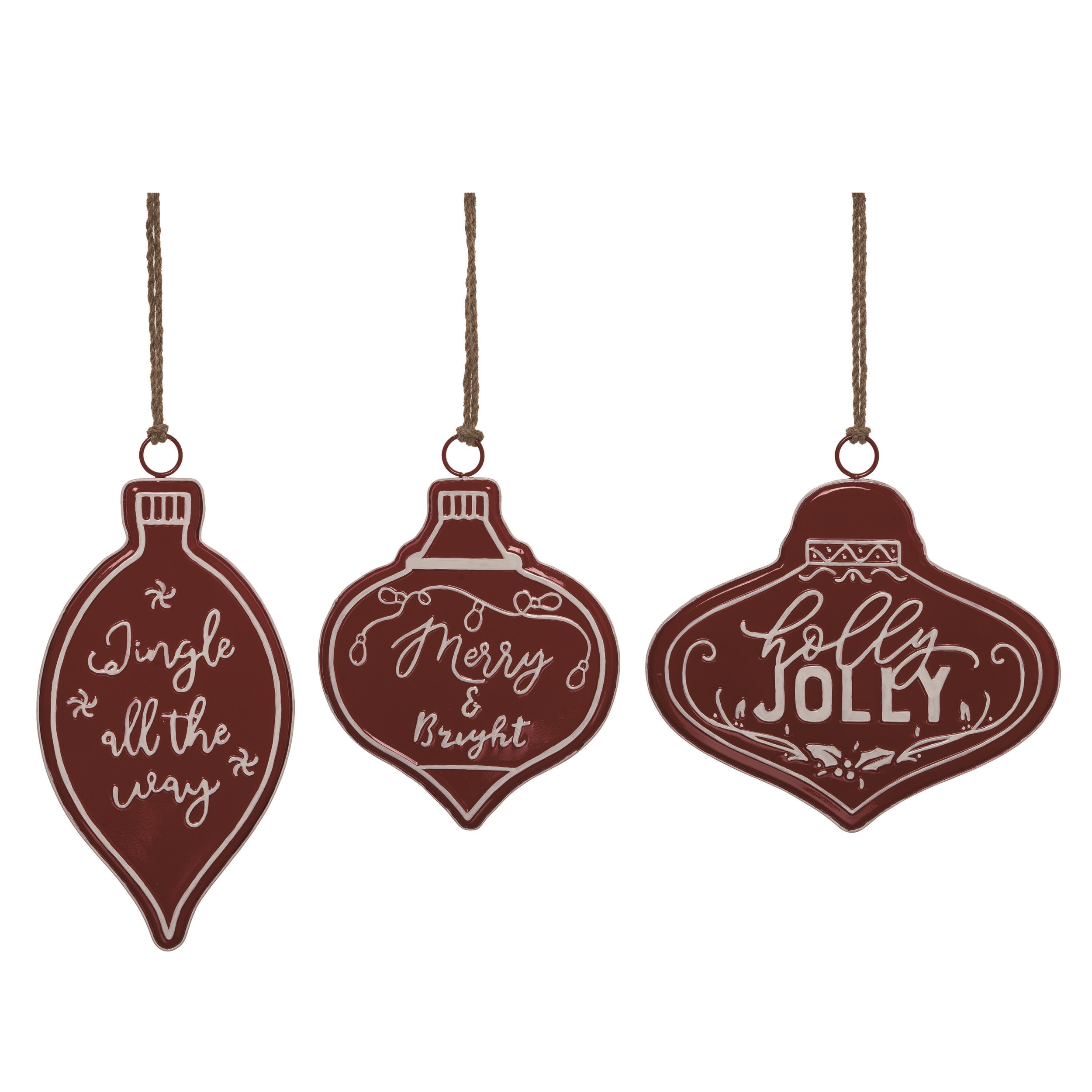 One Allium Way® Metal Jolly Ornament Set of 3 Christmas Home ...