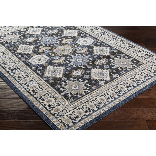 Bungalow Rose Performance Dark Navy Rug | Wayfair