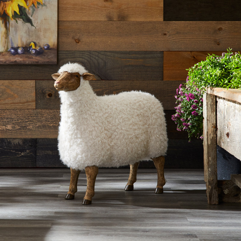 August Grove® Furry Sheep Statue 23"L | Wayfair