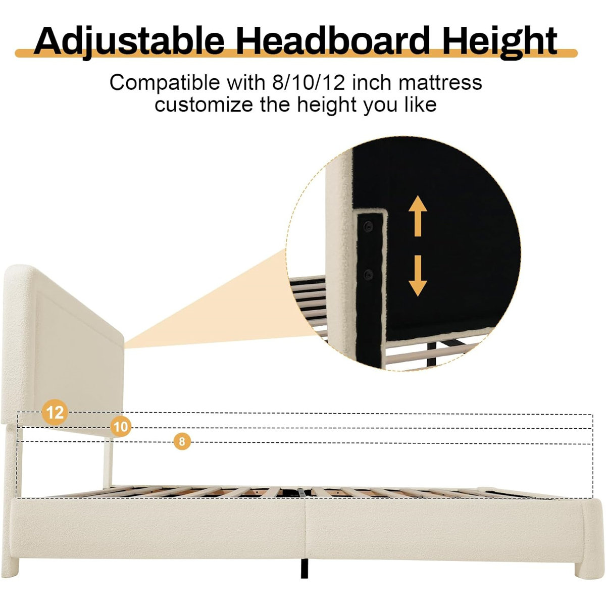 Ebern Designs Boucle Bed Frame, Upholstered Cloud Bed Frame, Platform ...