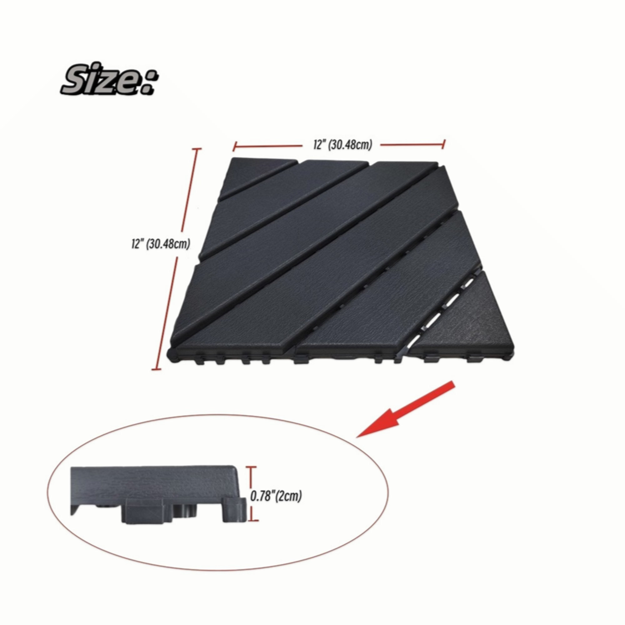 Go Peak Track Plastic Interlocking Deck Tiles, 36-Pack, 12"X12 ...