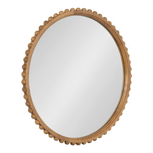 Dakota Fields Wooden Round Beaded Mirror | Wayfair