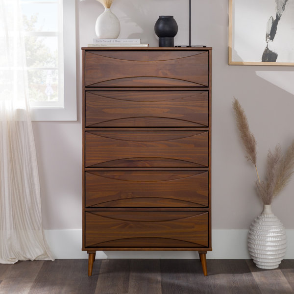 Wade Logan® Amoakuh 5-Drawer Solid Wood Chest & Reviews | Wayfair