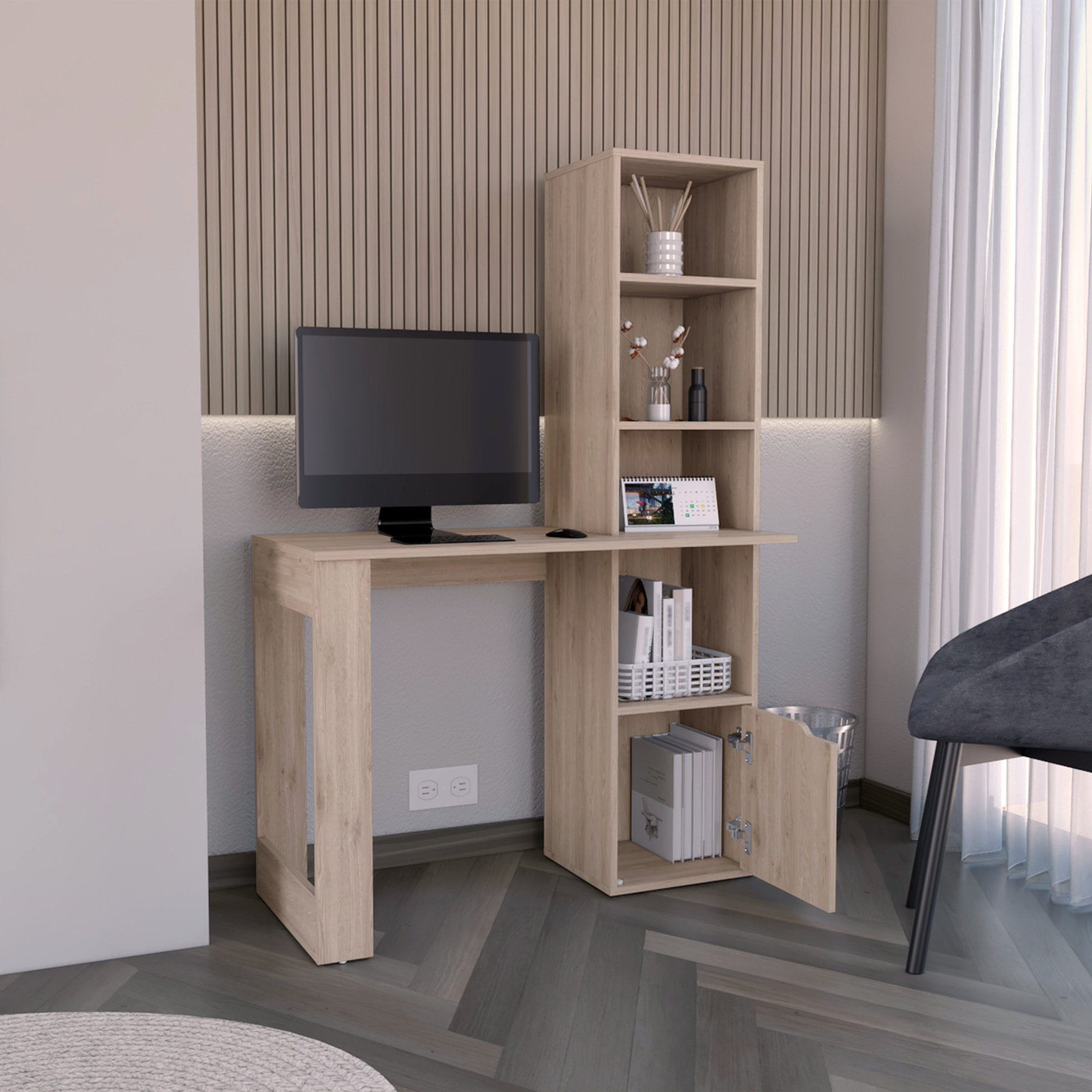 Latitude Run® Writing Desk With Bookcase and Cabinet | Wayfair