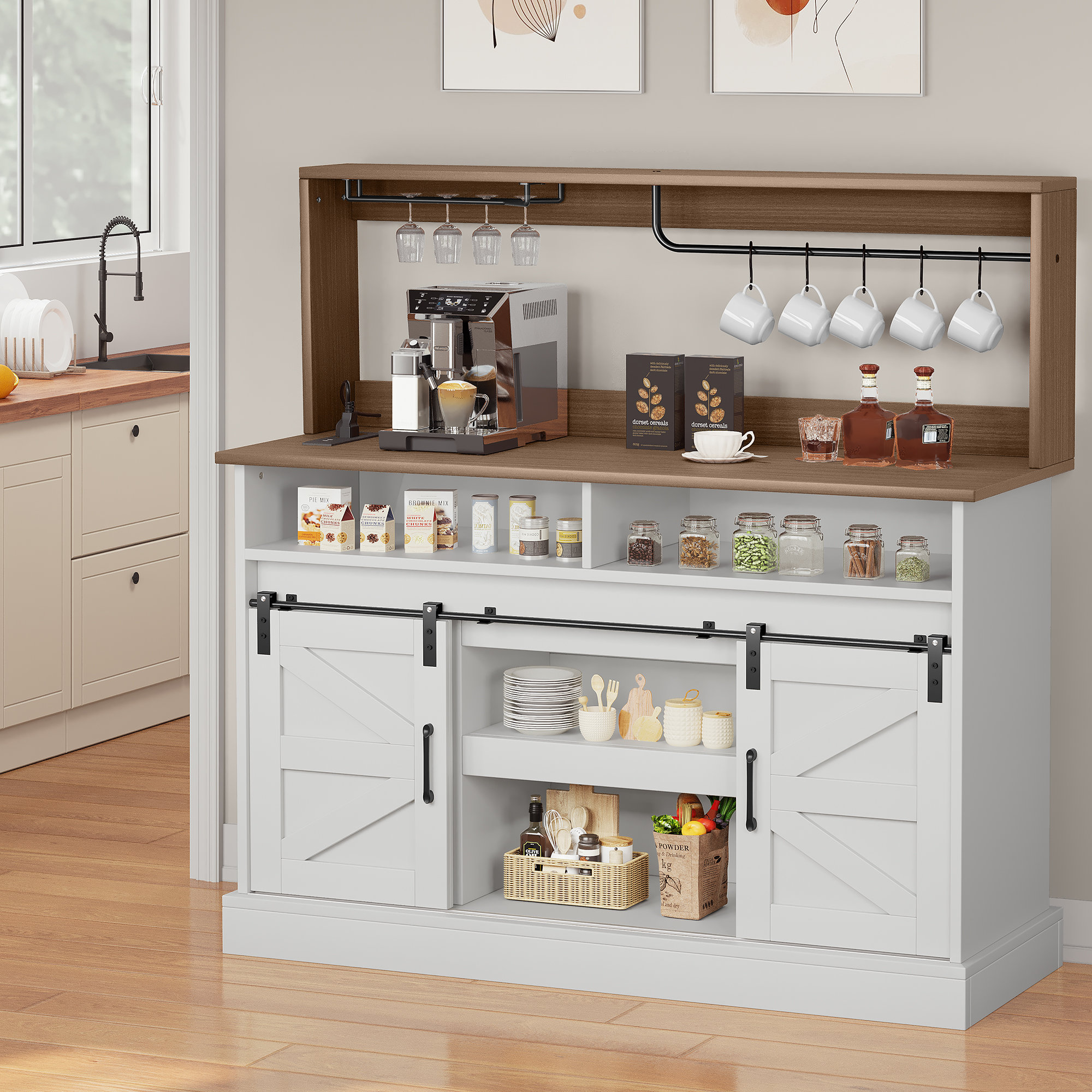 Gracie Oaks 52" Wood Farmhouse Sideboard Buffet Cabinet & Reviews | Wayfair