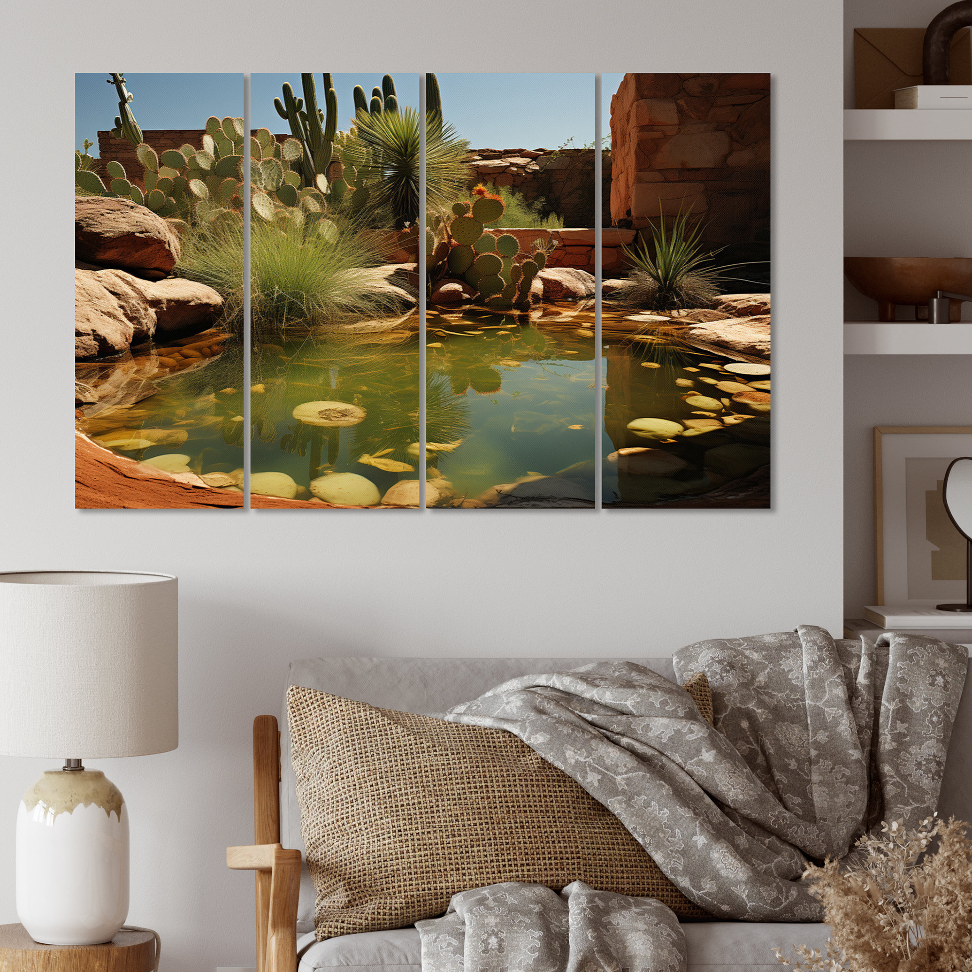Design Art Desert Oasis II - Landscapes Canvas Print - 4 Panels ...
