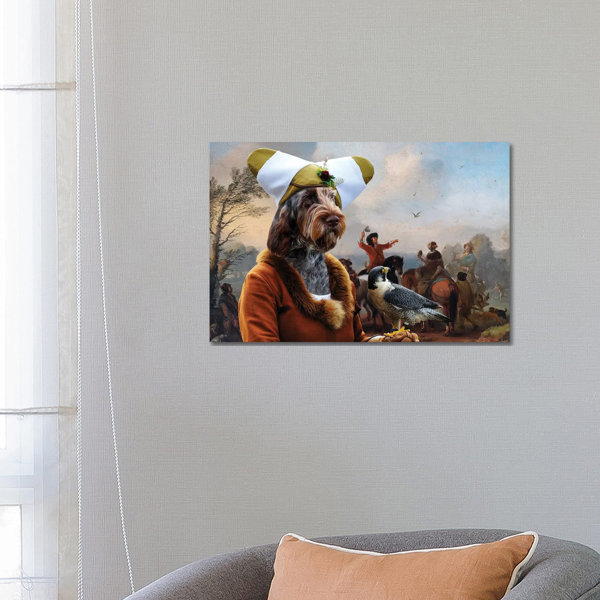 Happy Larry Spinone Italiano Falconers In A Landscape | Wayfair.co.uk