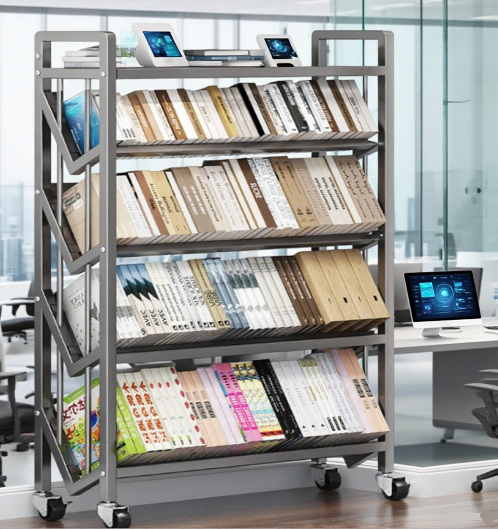 Ebern Designs 5 - Tier Rolling Storage Bookcase With Wheels For Home ...