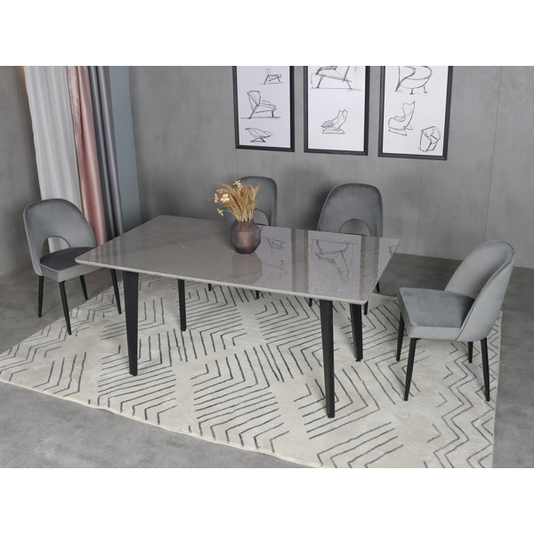 George Oliver Lary Stone Top Metal Base Dining Table | Wayfair