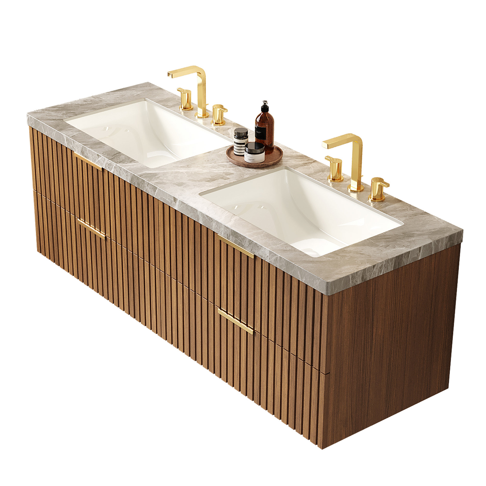 Everly Quinn 60 in. wall mounted bathroom vanity, bathroom storage ...