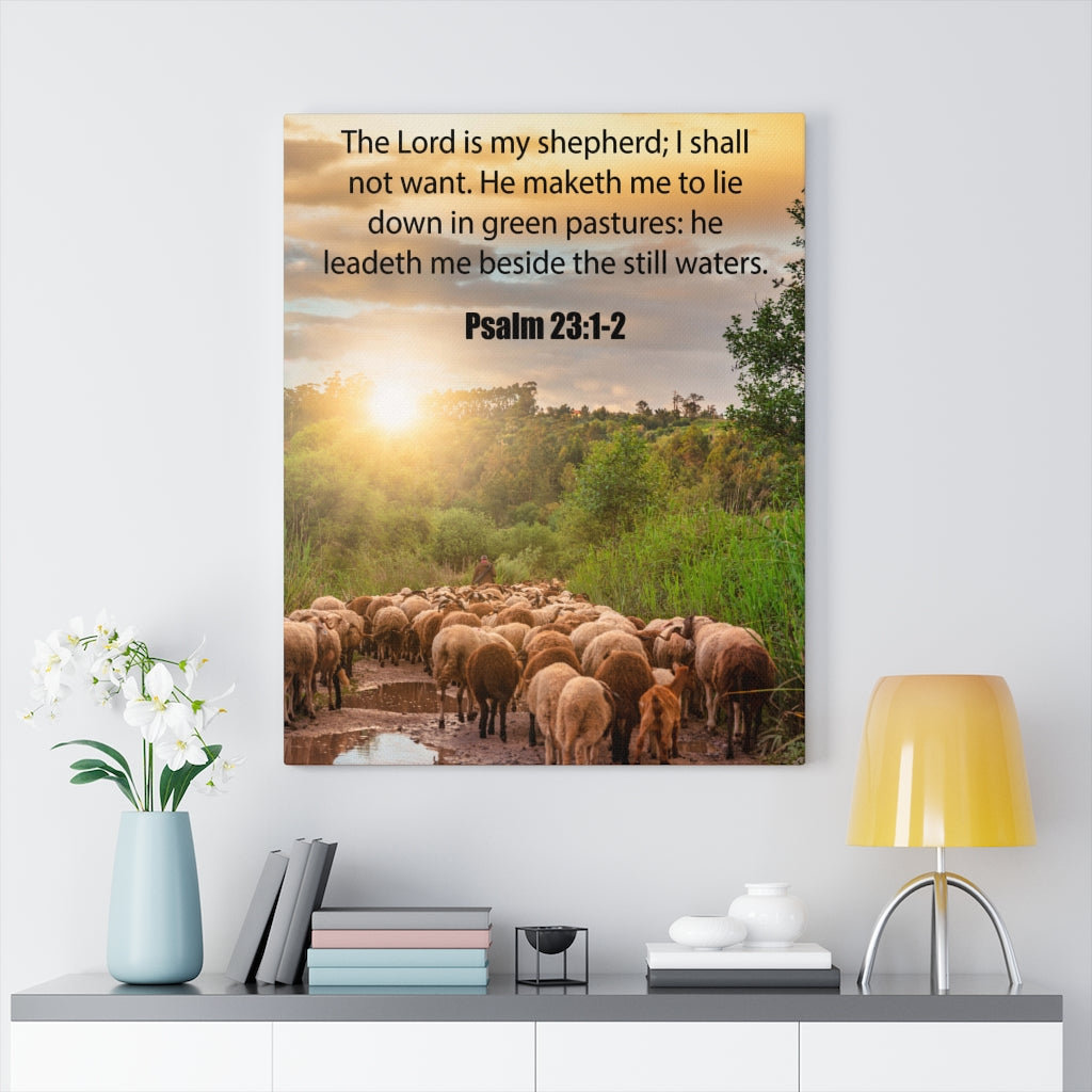 Trinx Green Pastures Psalm 23:1-2 Christian Wall Art Bible Verse Print ...