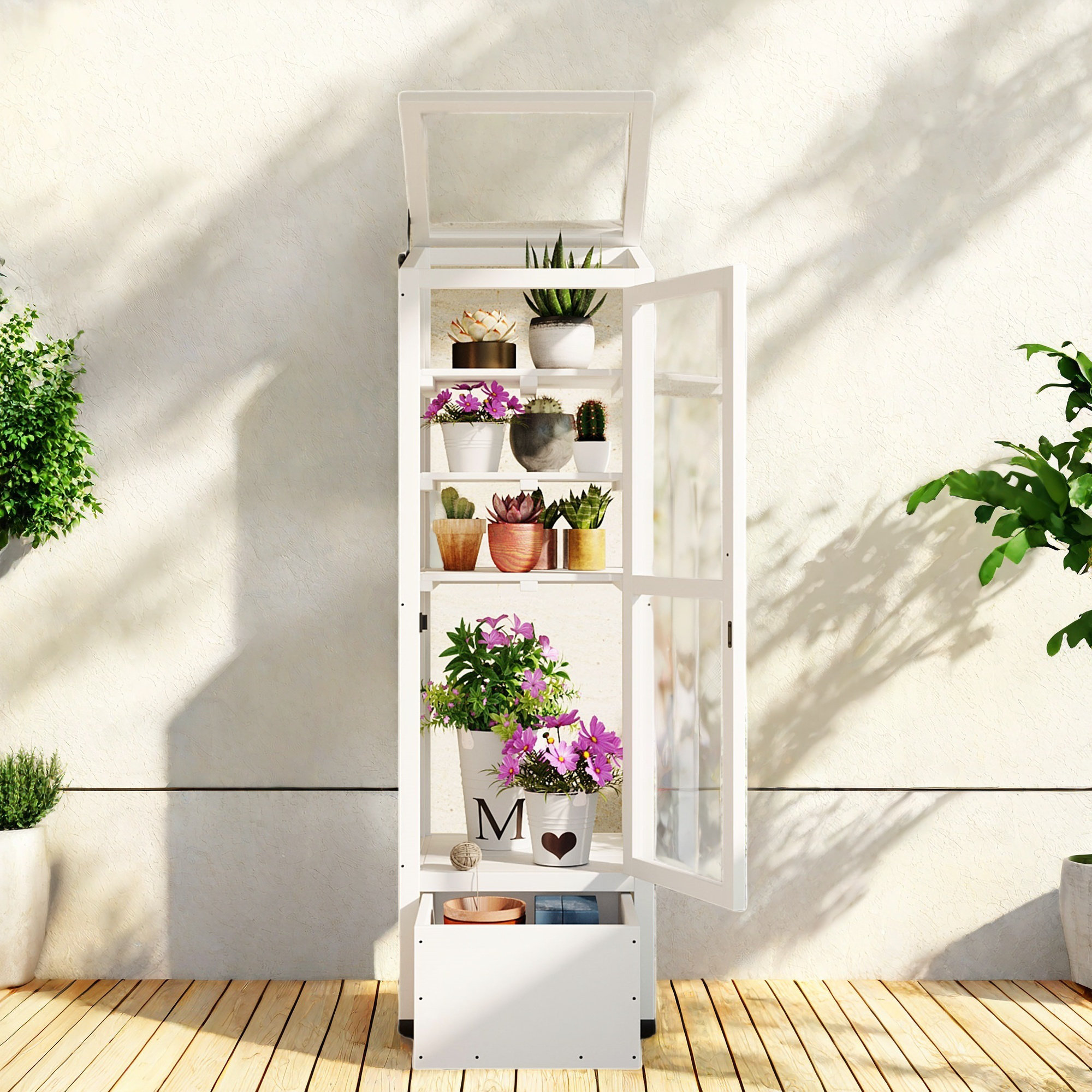 Velvetvanguards Wood Garden Greenhouse Balcony Portable Mini Cold Frame ...