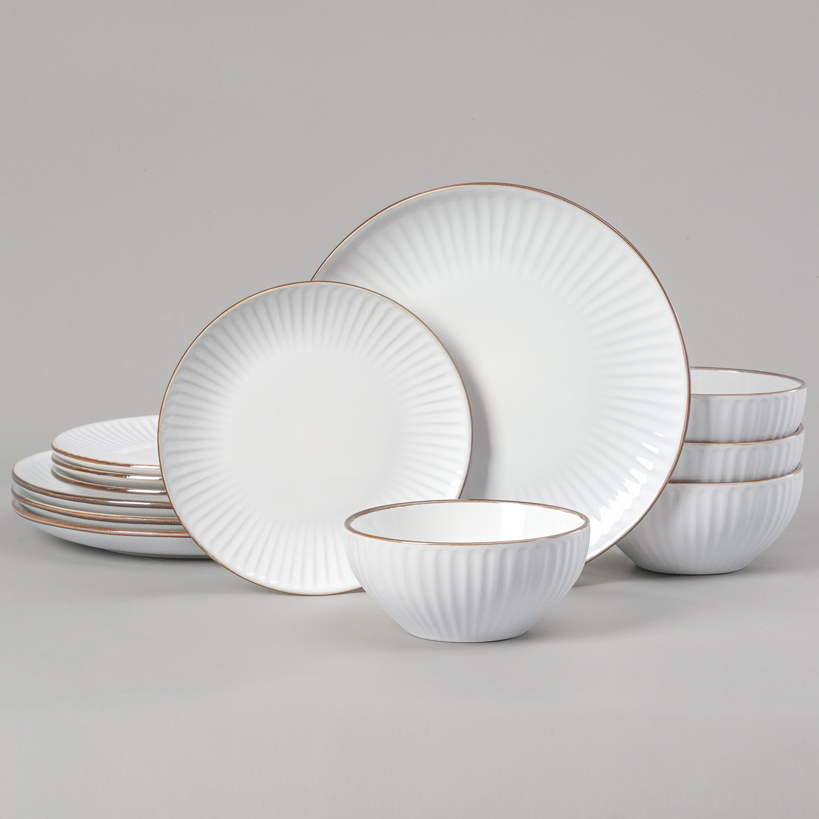 Famiware 12-Piece Stoneware Dinnerware Sets, Dish Set for 4 & Reviews ...