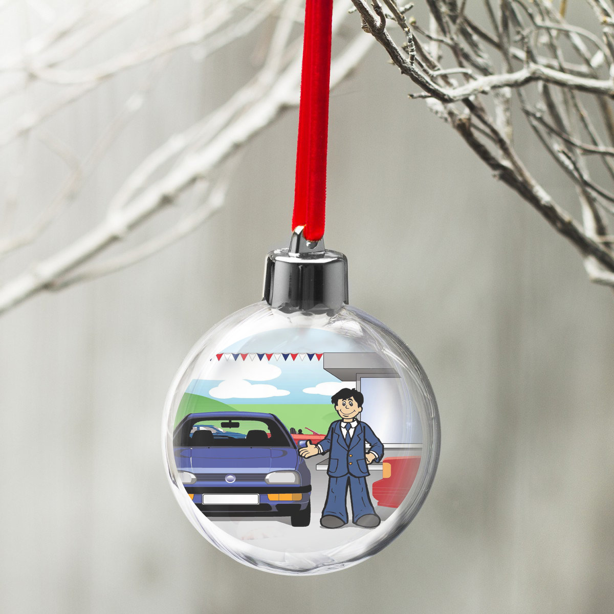 Printed Perfection Personalized Car Sales Male Christmas Bulb Ornament ...
