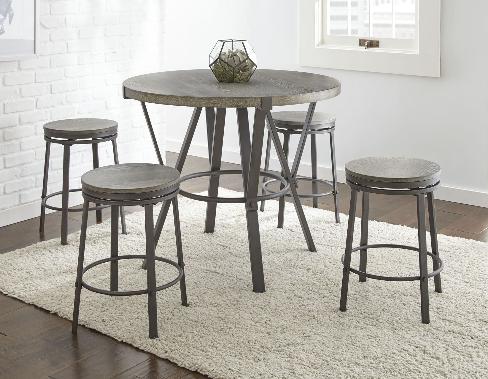 17 Stories Portland 5 Piece 42-inch Round Counter Dining Set(Table & 4 ...