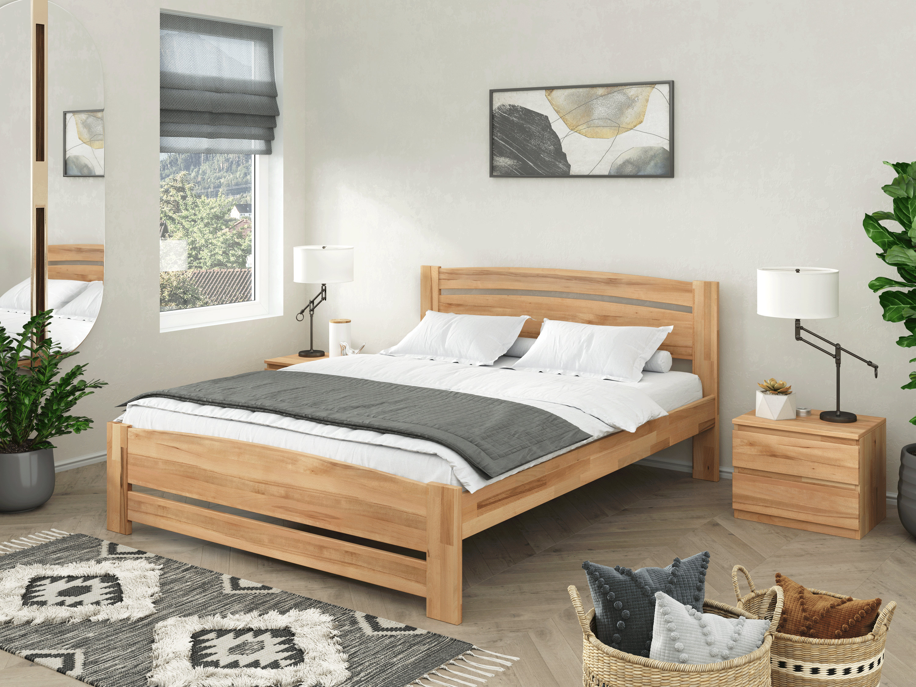 Loon Peak® Kimely Eco Natural Wood Platform Bed - Chemical Free ...