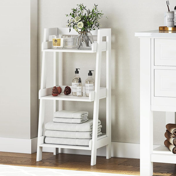 Latitude Run® 3-Tier Ladder Shelf, Bathroom Shelf Freestanding, 3-Shelf ...