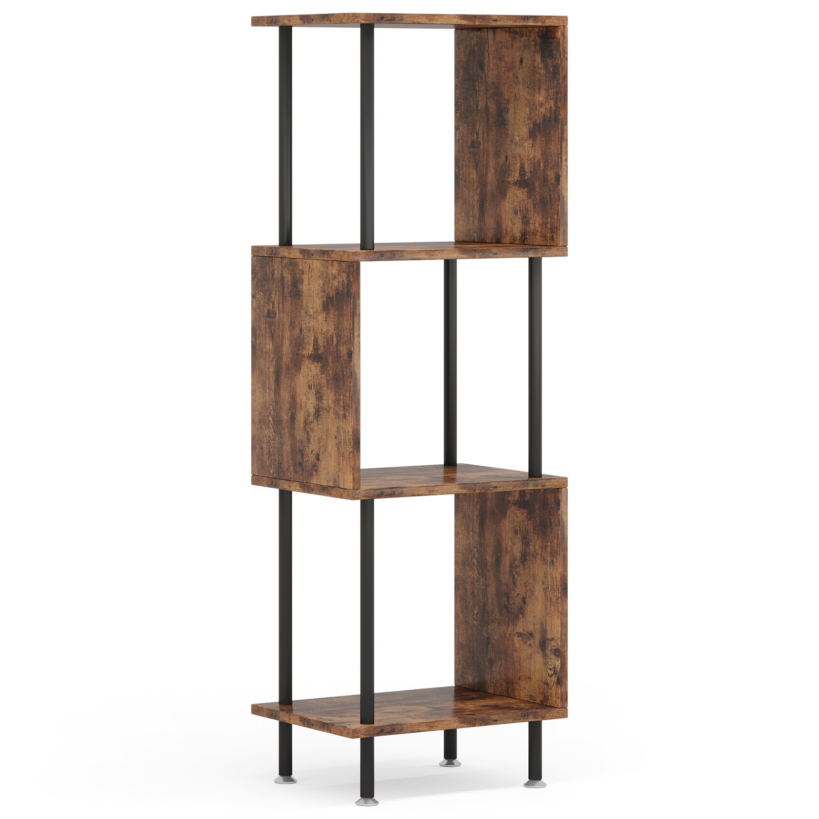 17 Stories Idalium Modular S-Shaped Artisan Bookshelf with Detachable ...