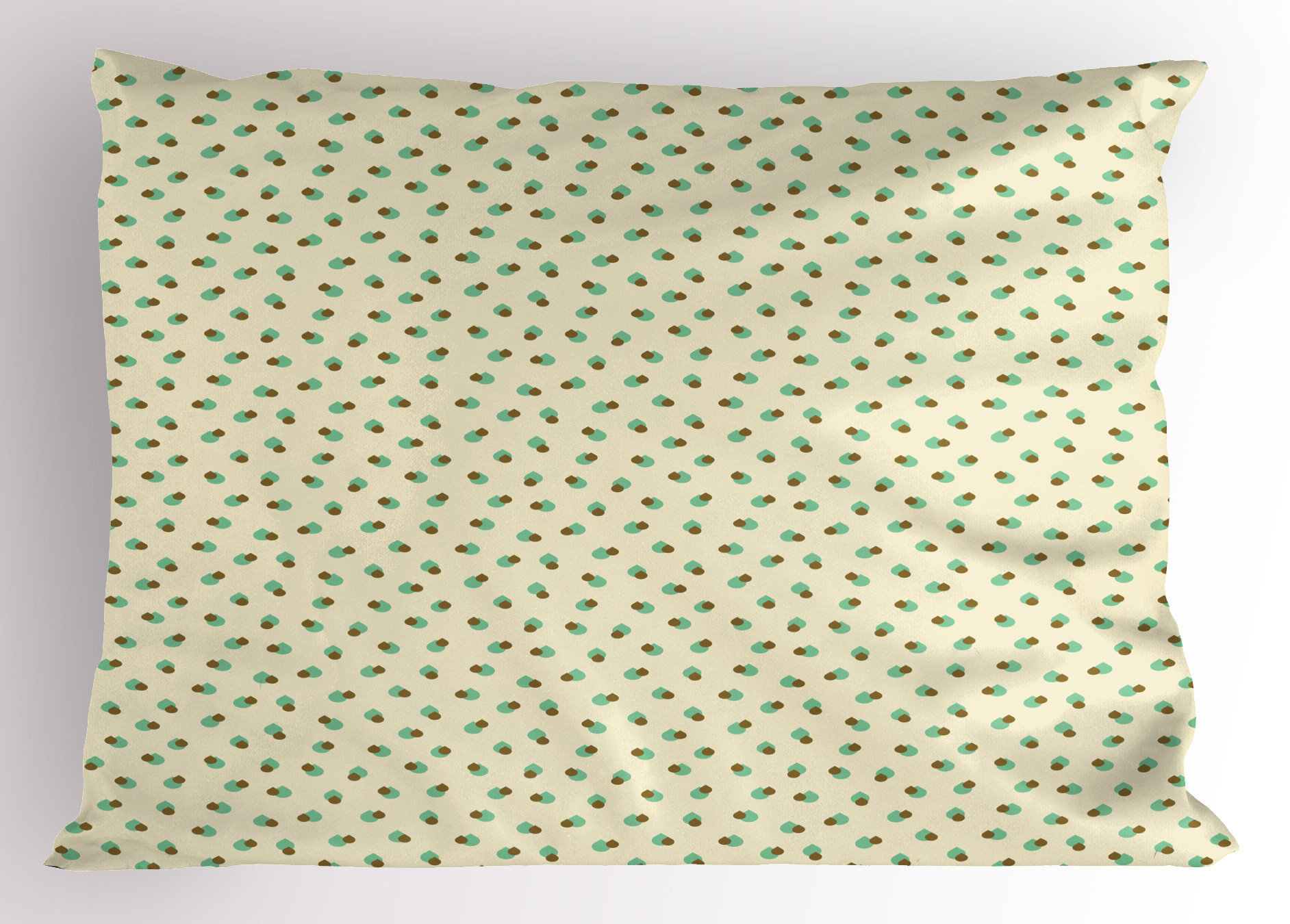 Ambesonne 1970s Pillow Sham 2 Pack Raindrop Shapes Classical Green Brown and Beige | Wayfair