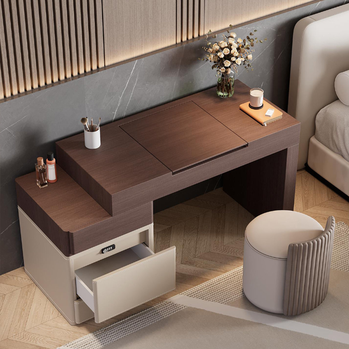 Hokku Designs Minimalist Retro Flip-top Mirror Retractable Storage ...