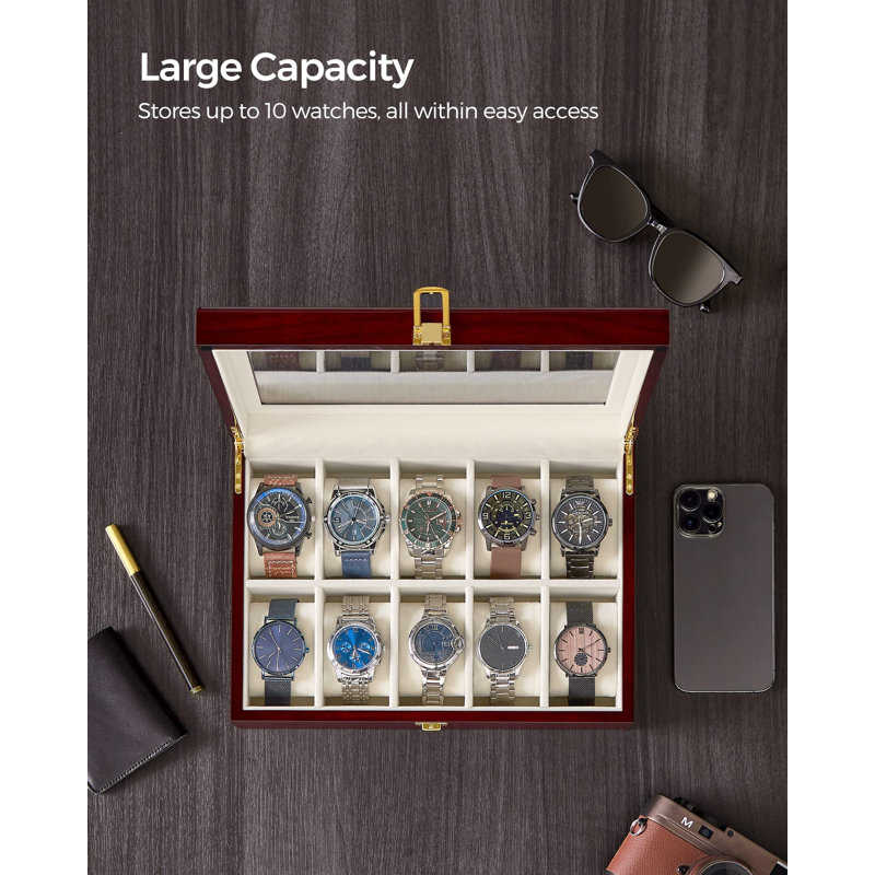 Latitude Run® 10-Slot Watch Case with Large Glass Lid | Wayfair