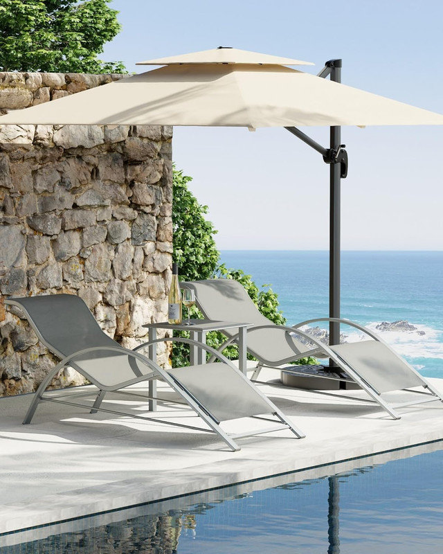 Wrought Studio Patio Chaise Lounge Set of 3, Outdoor Reclining Pool ...