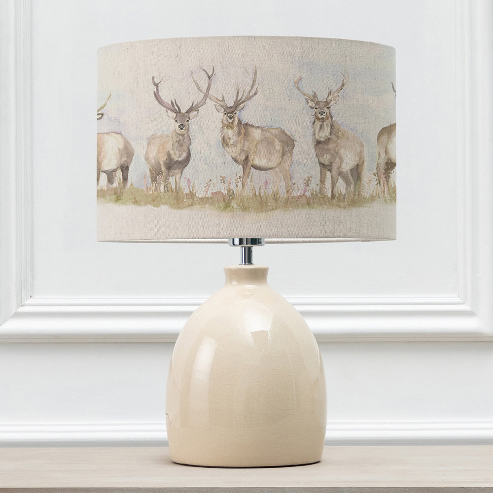 Voyage Maison Leura Cream Table Lamp & Moorland Stag Eva Linen Shade ...