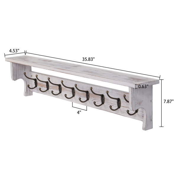 August Grove® Amarisa Solid Wood 8 - Hook Wall Mounted Coat Rack with ...